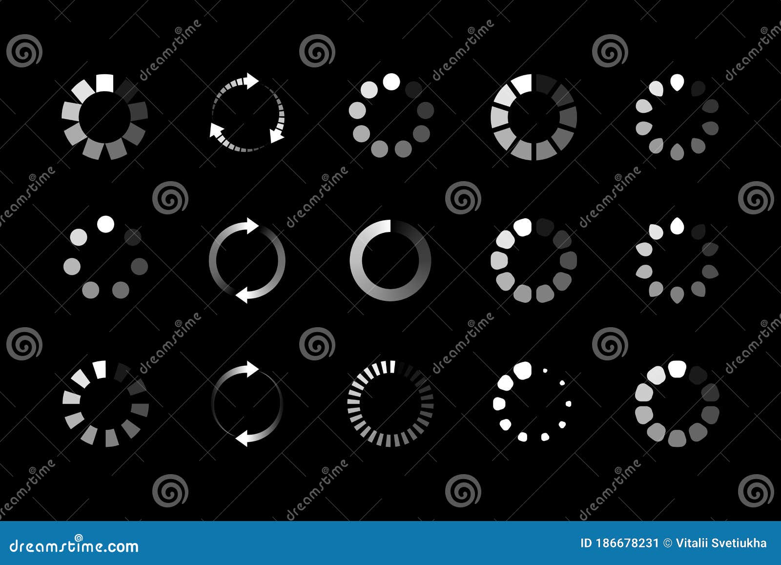 Set of Website Loading Icon. Circle Buffer Loader or Preloader. Download or Upload Status Icon ...