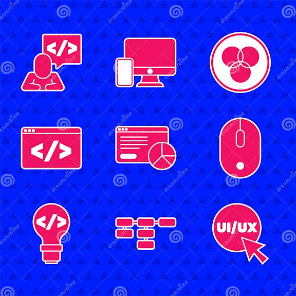 Set Website Statistic, Site Map, UI or UX Design, Computer Mouse, Front End Development, RGB and ...