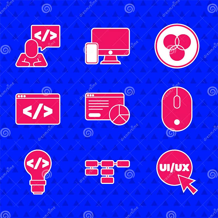 Set Website Statistic, Site Map, UI or UX Design, Computer Mouse, Front End Development, RGB and ...