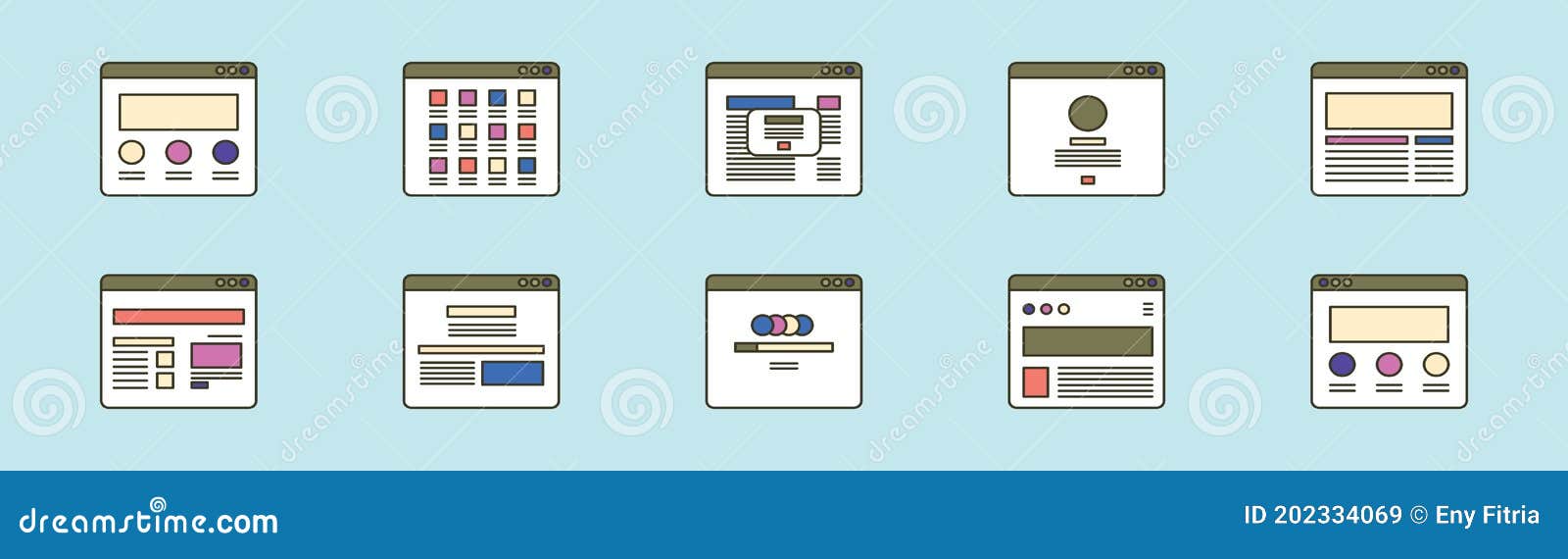 Set of Website Templates Cartoon Icon Design Template Set. Vector ...