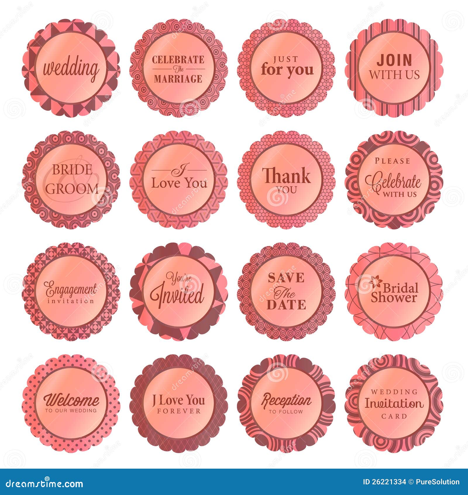 Set of wedding badges stock vector. Illustration of badge - 26221334