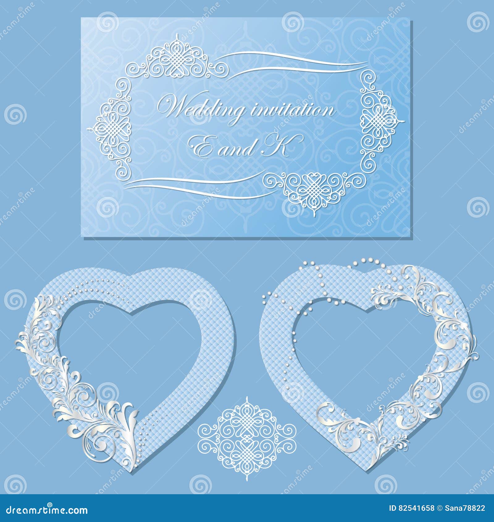 Set for Wedding and Celebration. Beautiful Invitation and Decorative ...