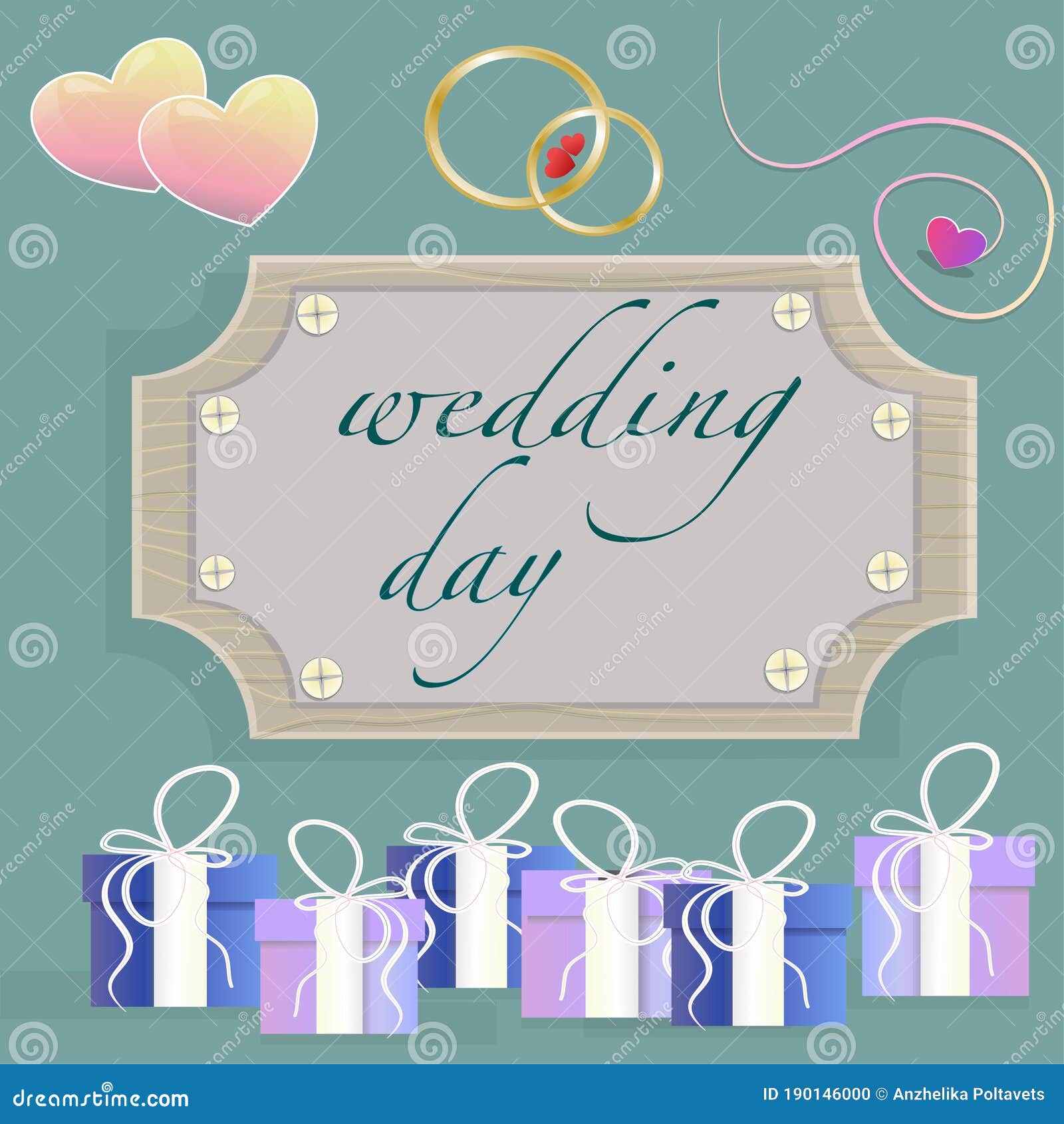 Set of Wedding Day Items with Rings Stock Illustration - Illustration ...