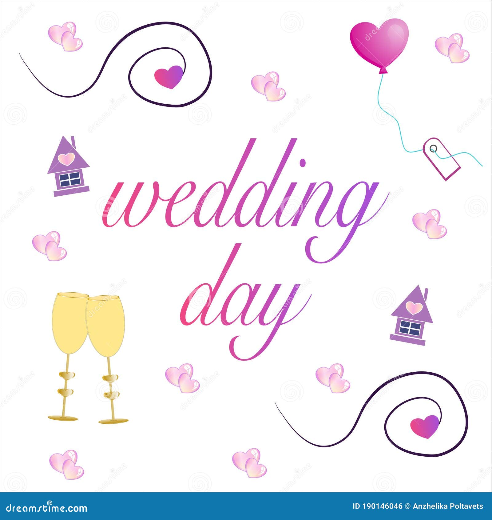Set of Wedding Day Items on a White Background Stock Illustration ...