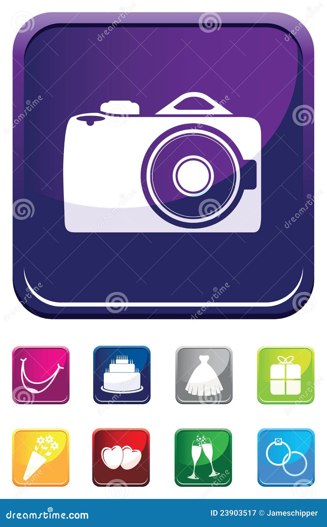 Set of wedding icons stock vector. Illustration of camera - 23903517