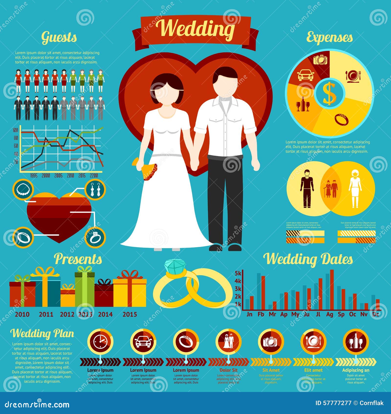 Set of Wedding Infographics and Elements for Stock Vector ...