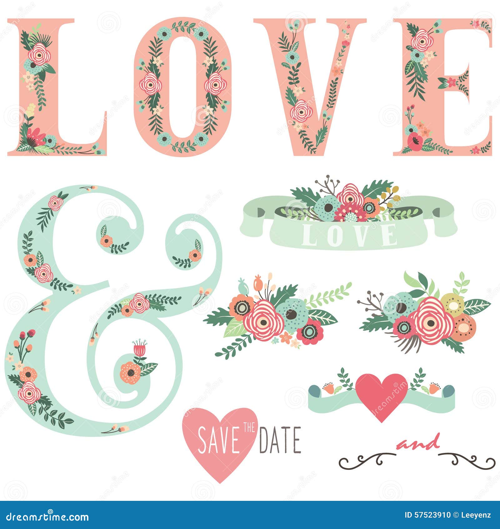 Set of Wedding Invitation Design Elements Stock Vector - Illustration ...