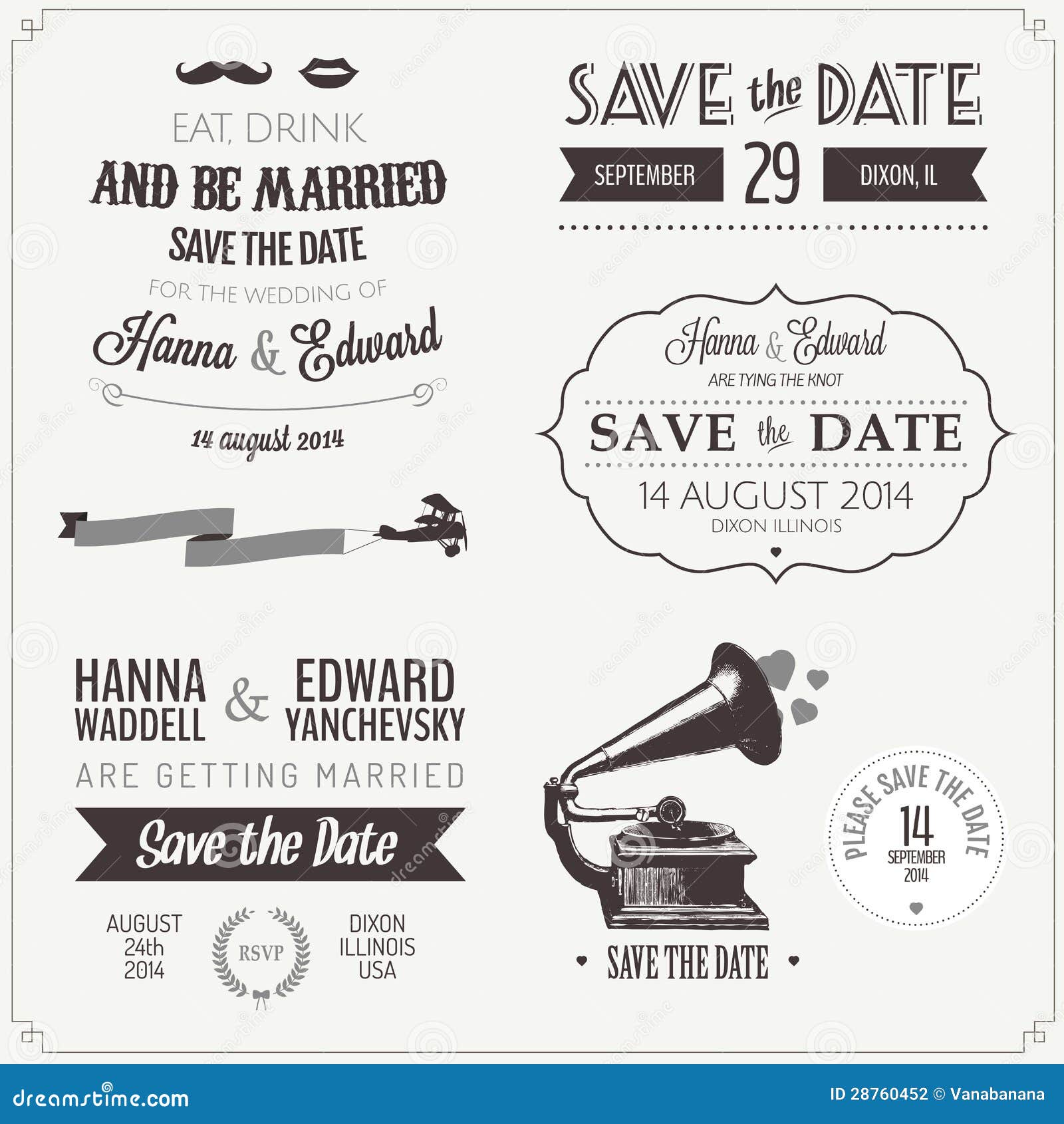 Set of Wedding Invitation Typographic Elements Stock Vector ...