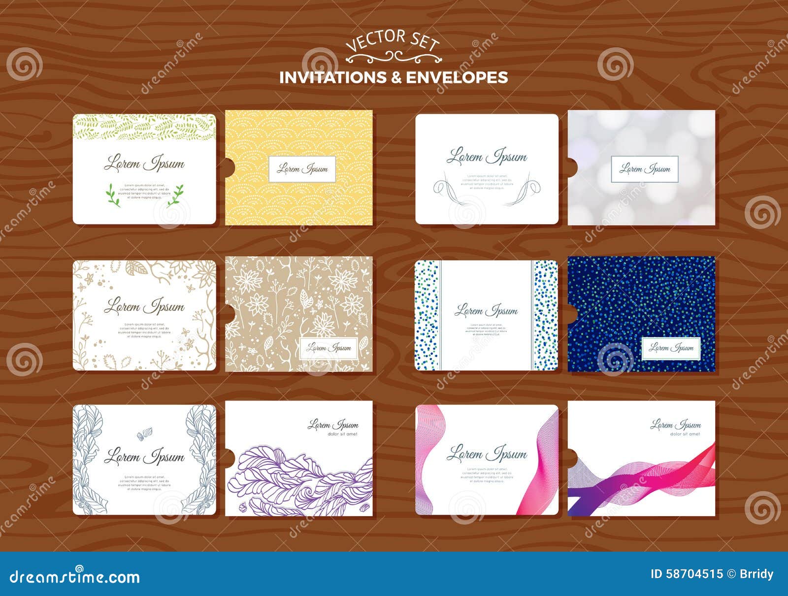 Set of Wedding Invitations with Envelopes Stock Vector - Illustration ...