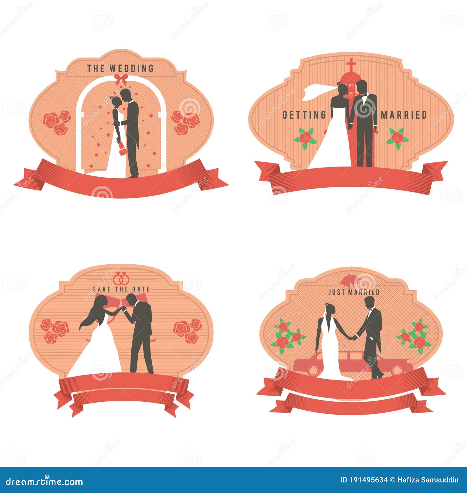 Set of Wedding Label Designs. Vector Illustration Decorative Design ...