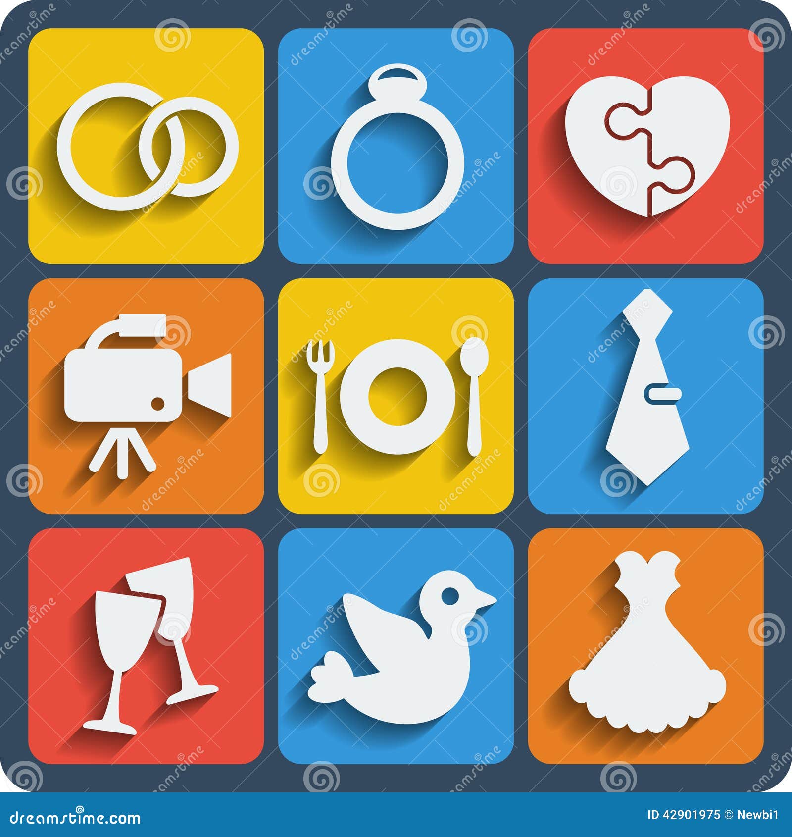 Set of 9 Wedding Web and Mobile Icons. Vector. Stock Vector ...