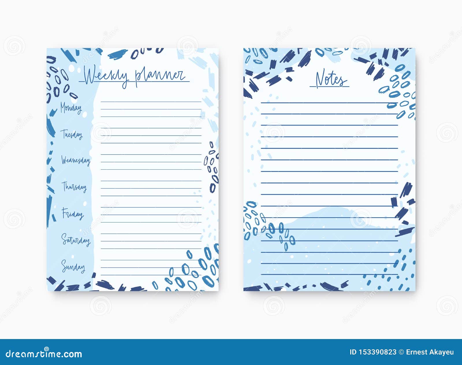 Set of Weekly Planner and List for Notes Templates Decorated by ...