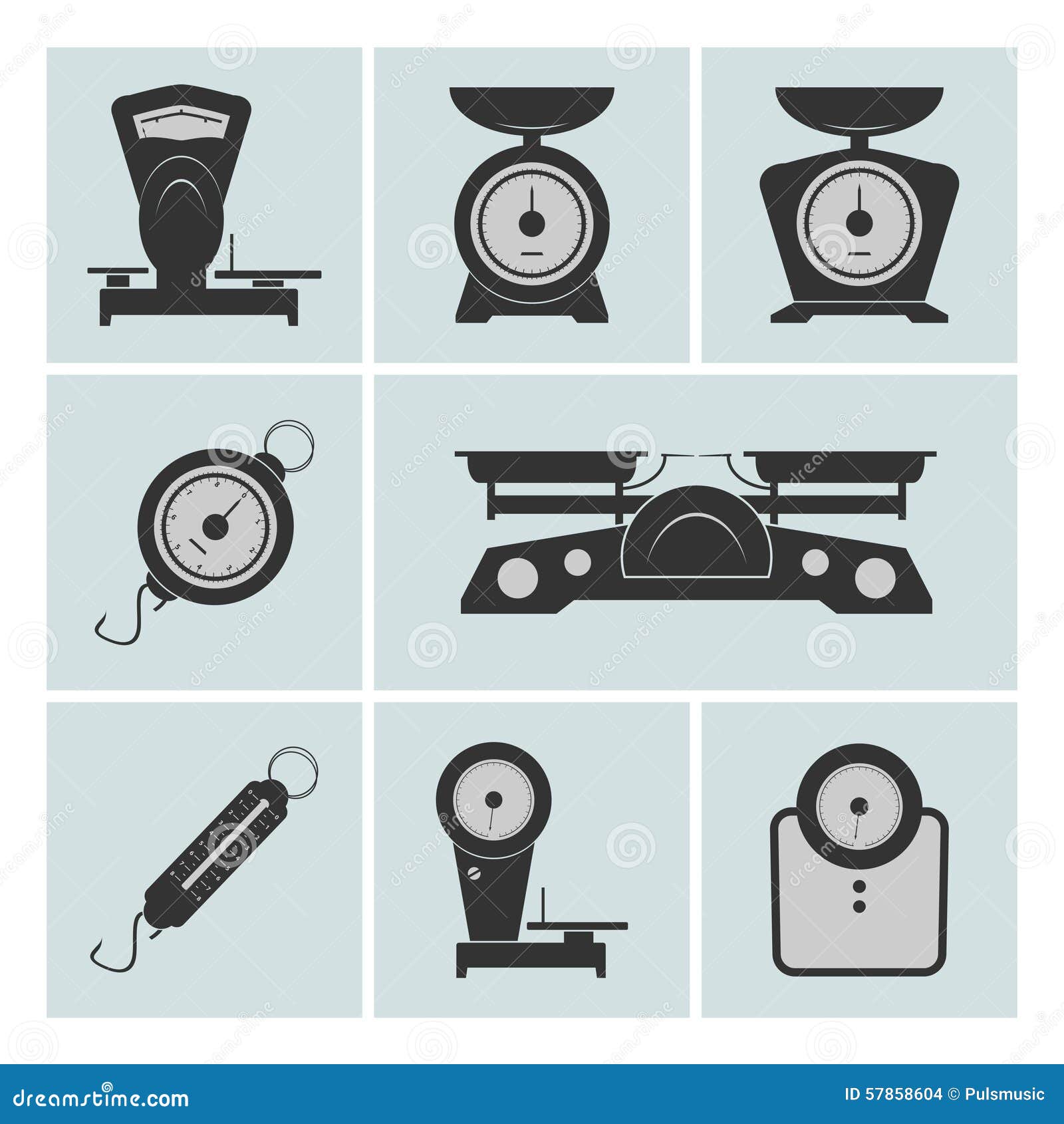 Set of weighing machines stock vector. Illustration of control - 57858604
