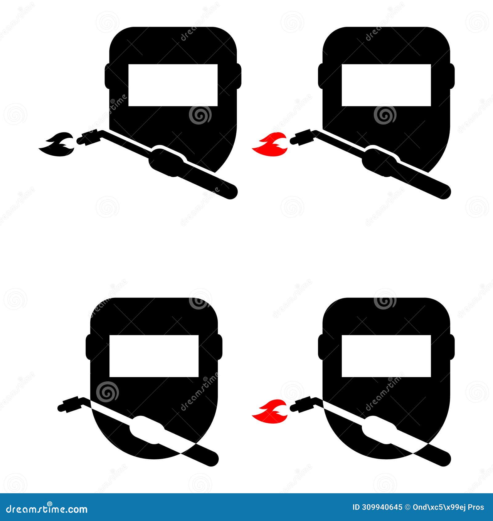 Set of Welding Technology Icon, Metal Tool Equipment Symbol, Safe Weld ...