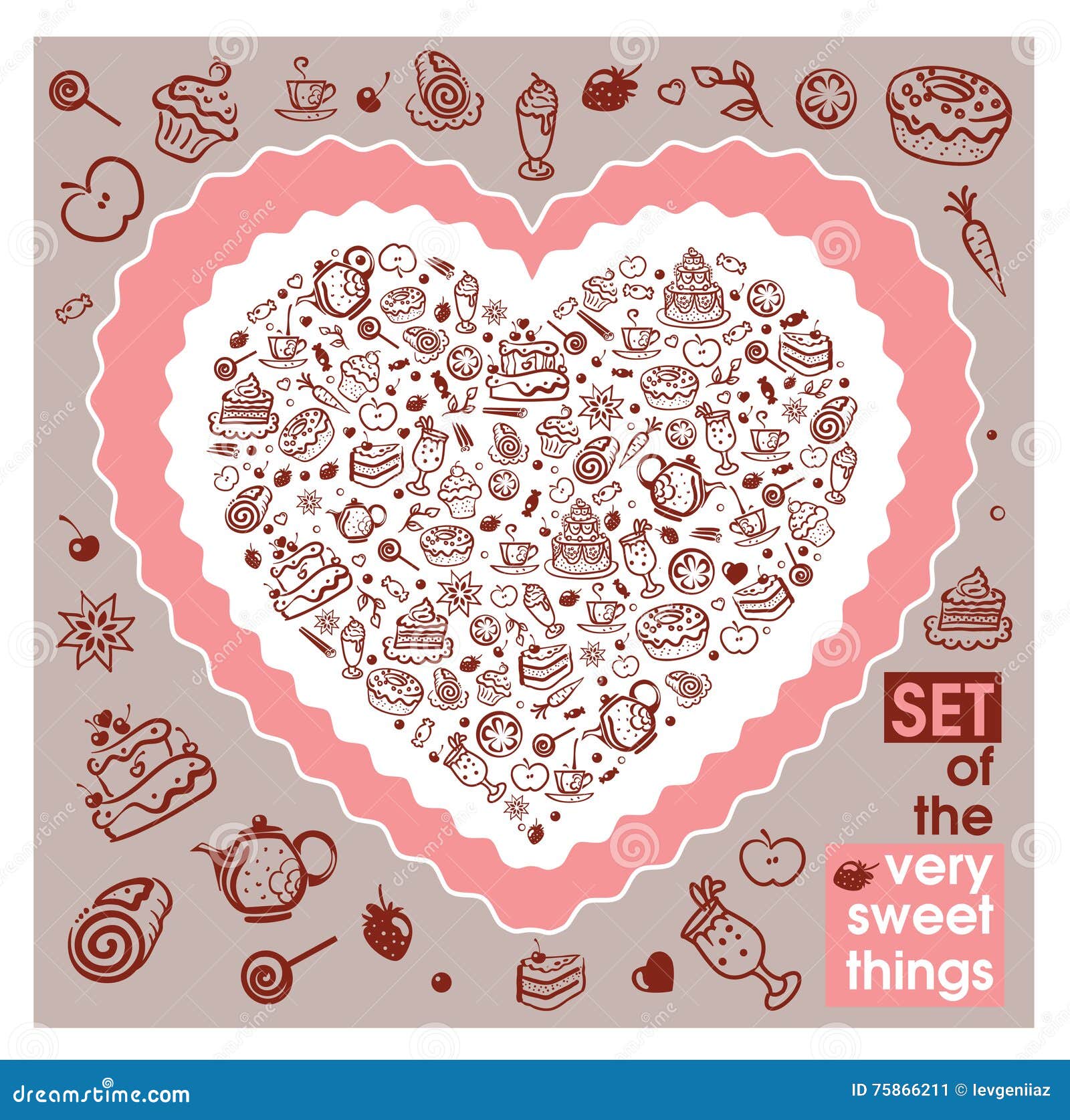 Set of the Wery Sweet Things Stock Vector - Illustration of cherry ...