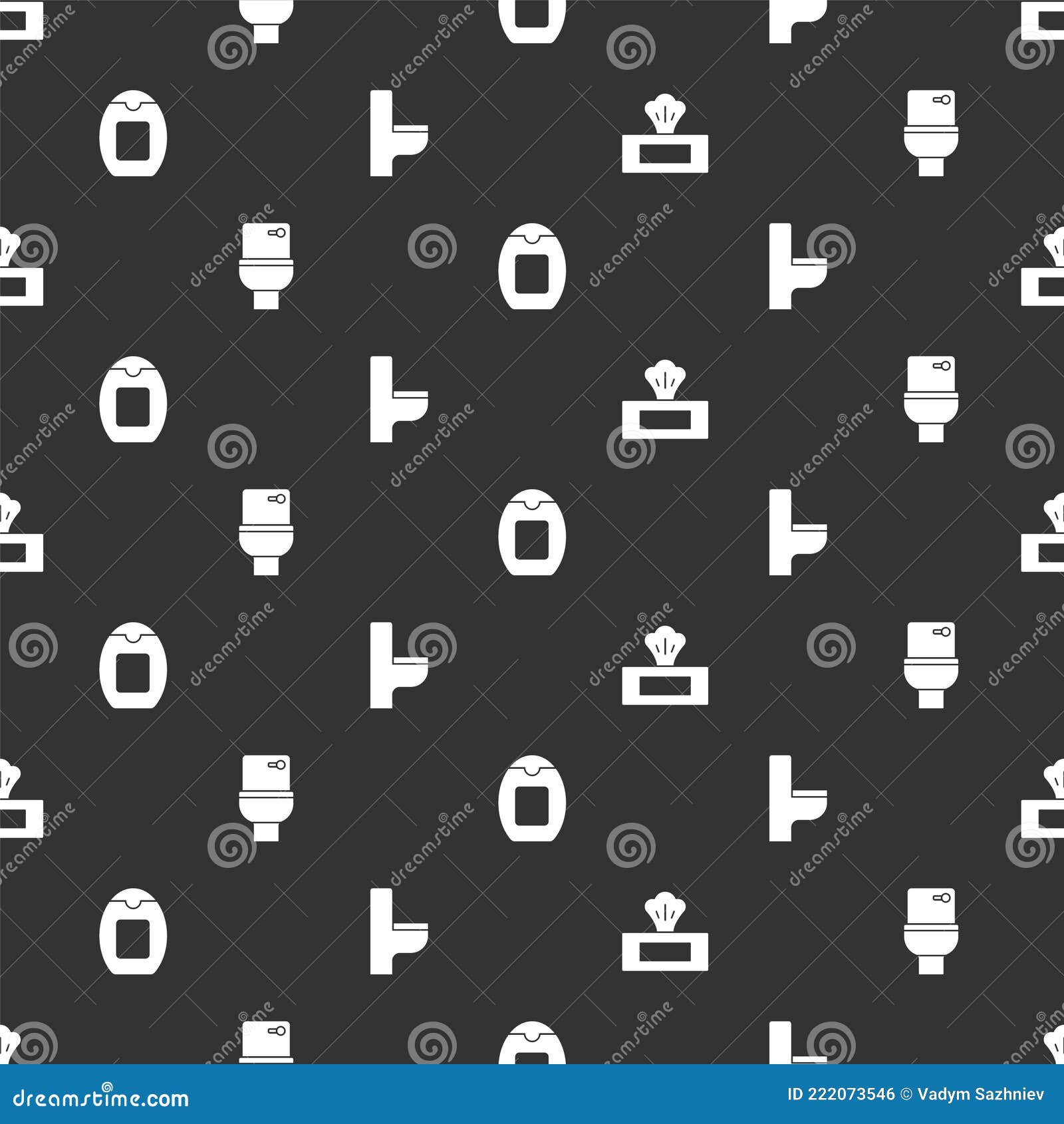 Set Wet Wipe Pack, Toilet Bowl, Bottle of Shampoo and on Seamless ...