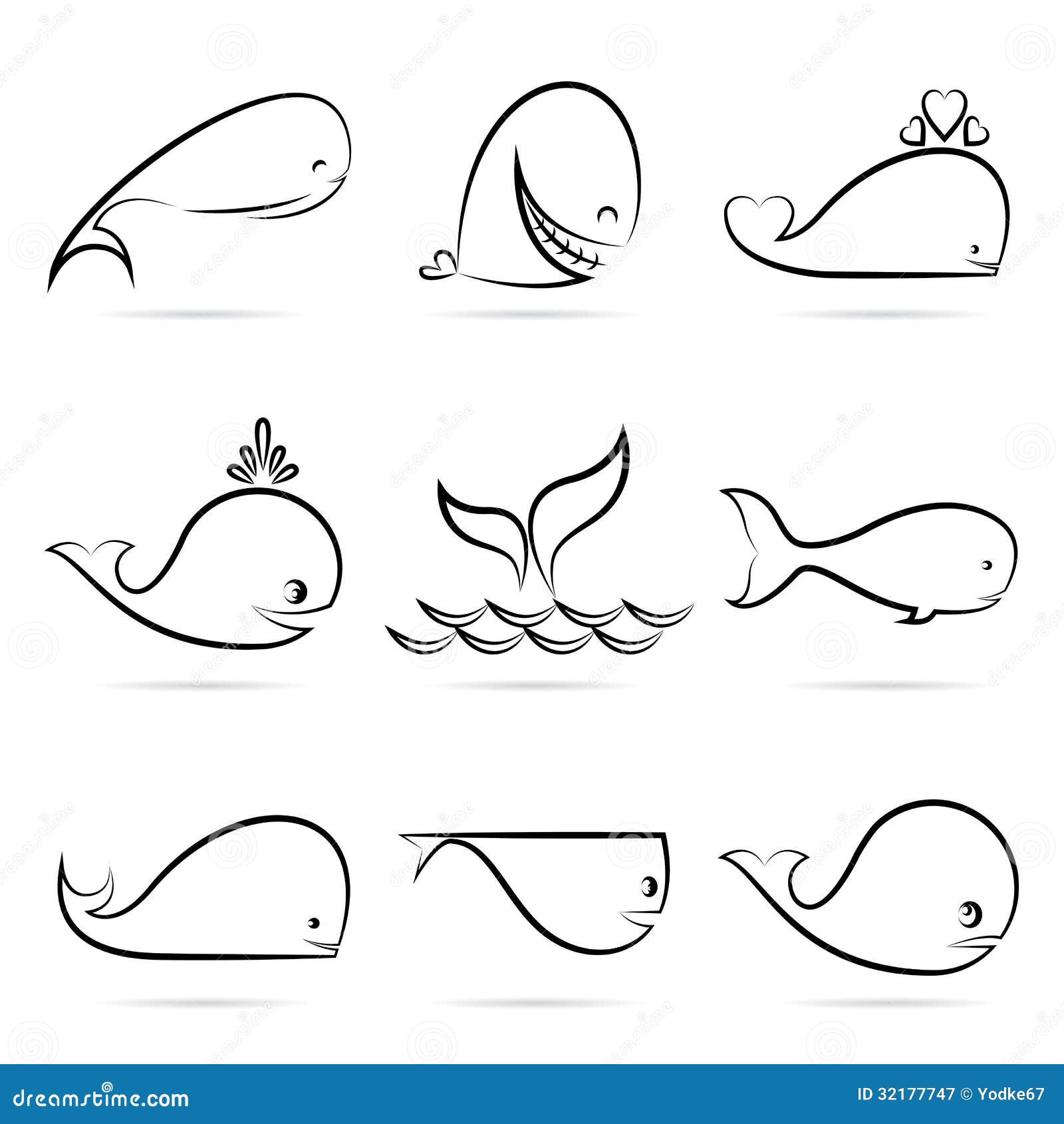 A Set Of Whale Icons. Blue Whale Symbol Collection Isolated On White ...