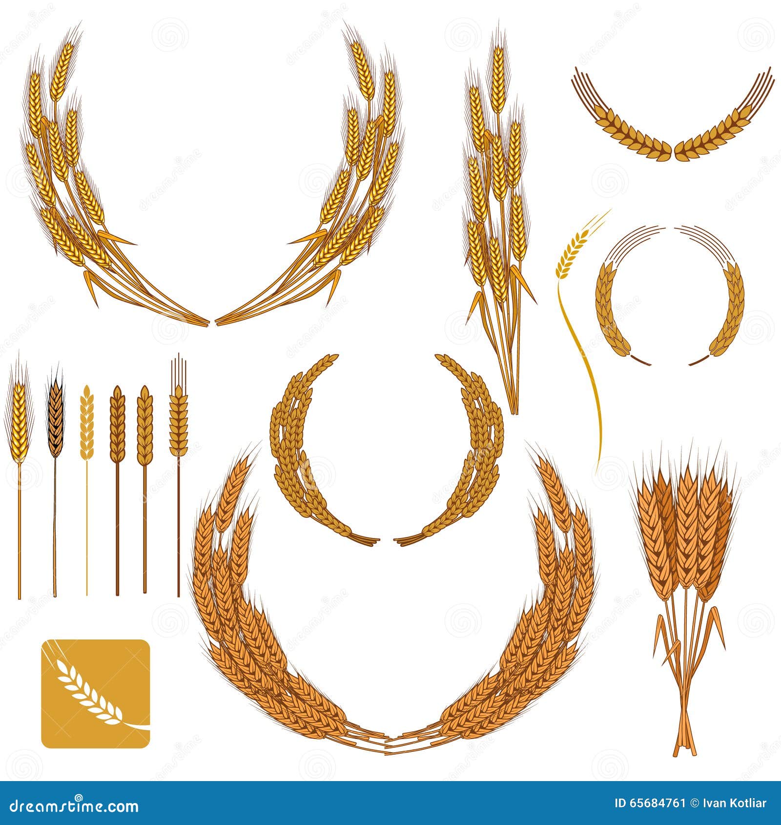 Set Of Wheat Wreath And Design Elements. Stock Vector - Image: 65684761