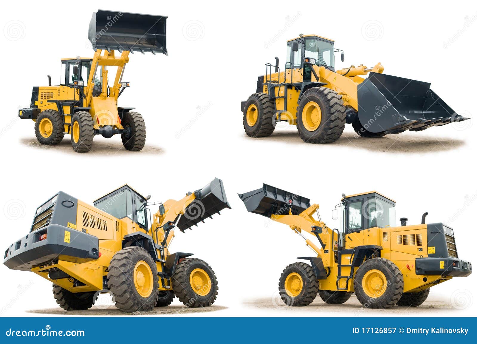 Set of Wheel Loaders Isolated Stock Image - Image of equipment ...