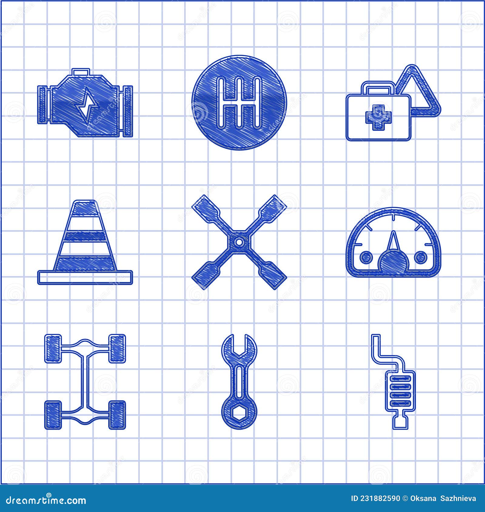 Set Wheel Wrench, Wrench Spanner, Car Muffler, Speedometer, Chassis Car ...