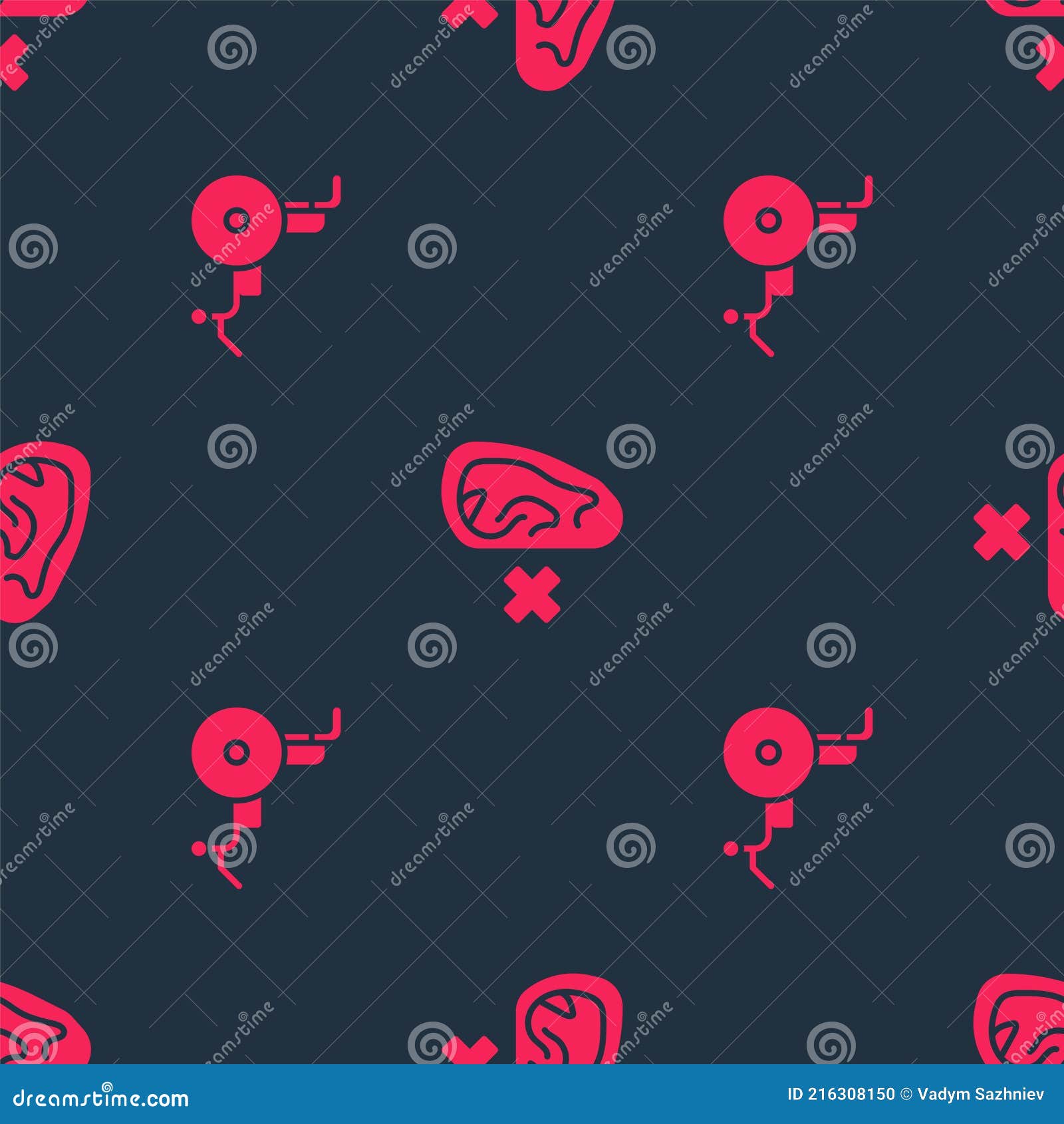 Set Wheelchair and Deaf on Seamless Pattern. Vector Stock Vector ...