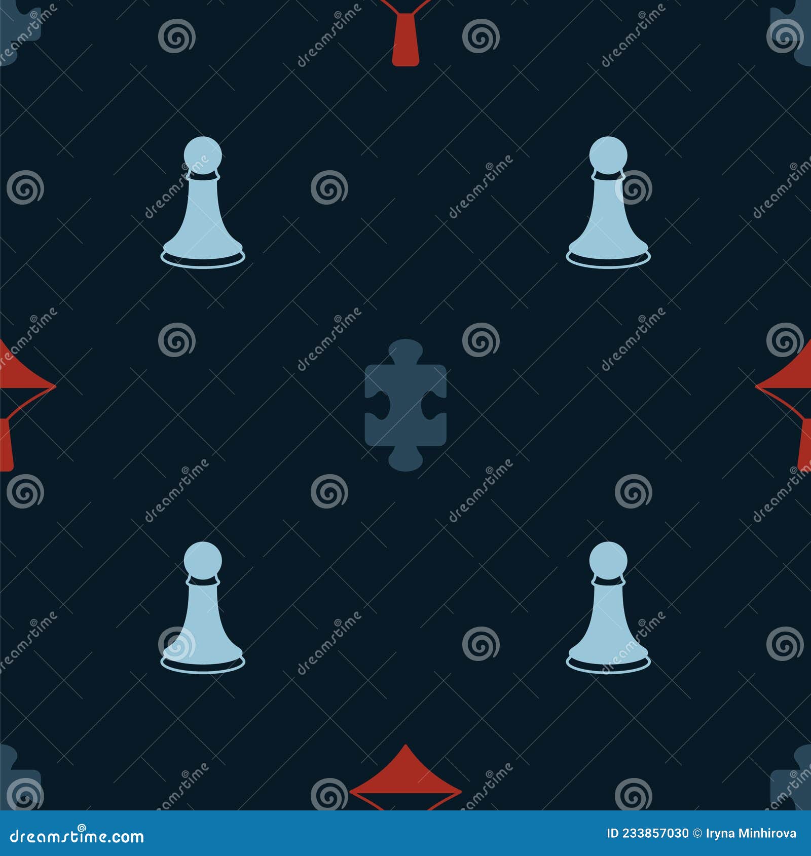 Set Whirligig Toy, Puzzle Pieces and Chess Pawn on Seamless Pattern ...
