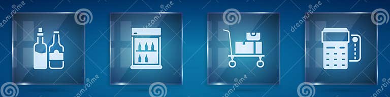 Set Whiskey Bottle, Commercial Refrigerator, Hand Truck and Boxes and ... Set Whiskey Bottle, Commercial Refrigerator, Hand Truck and Boxes and ...