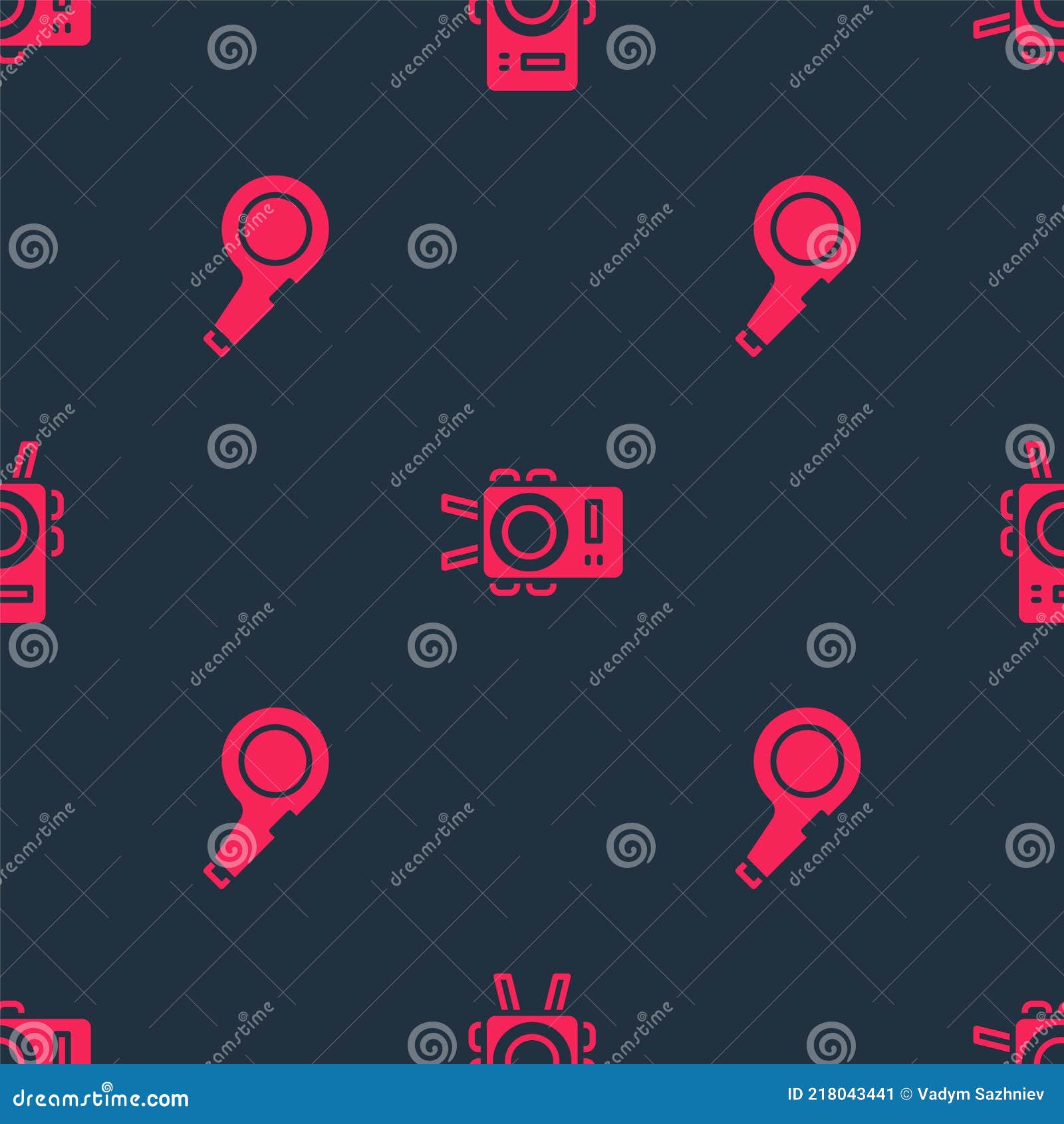 Set Whistle and Police Body Camera on Seamless Pattern. Vector Stock ...