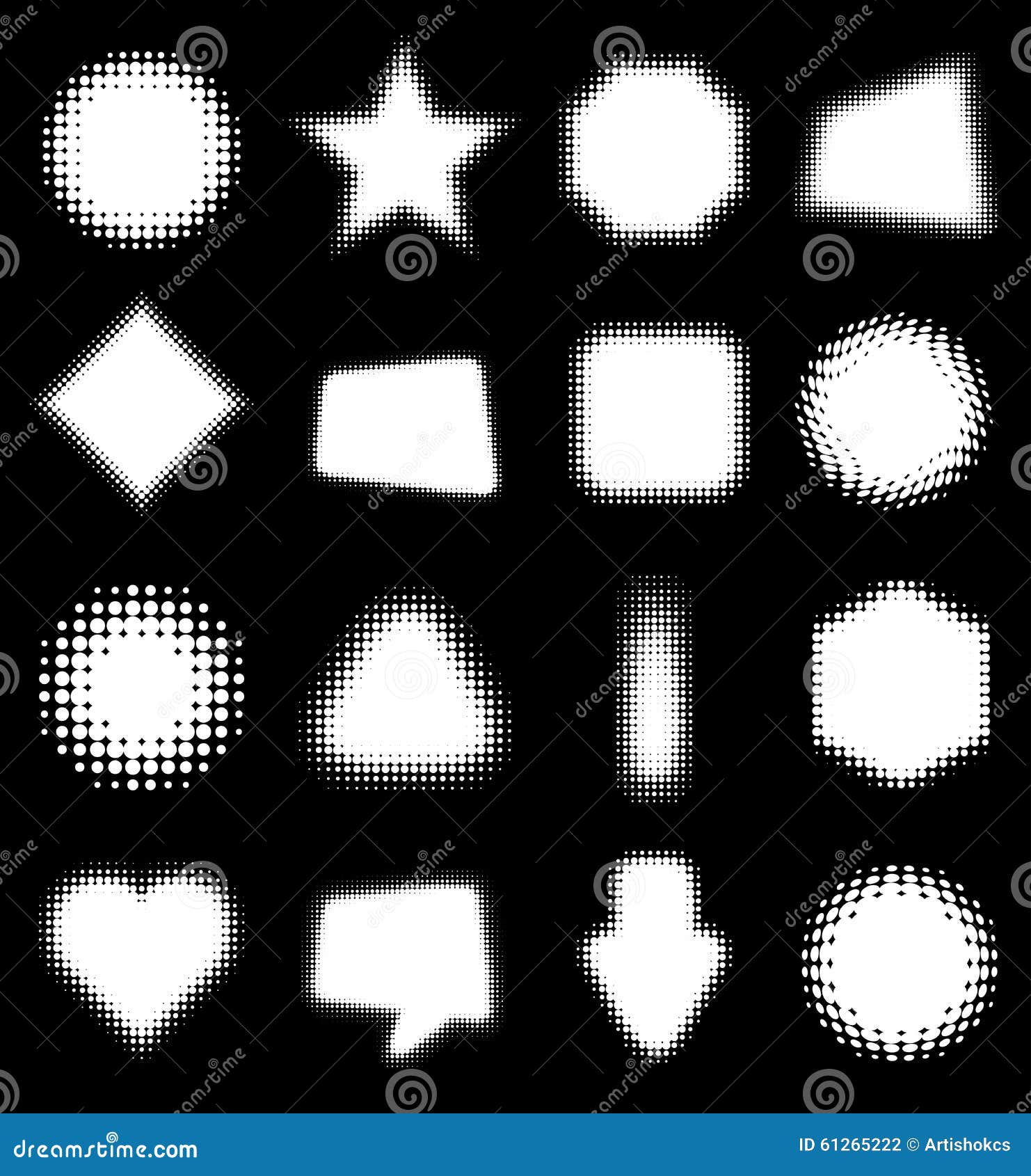 Set of White 16 Abstract Halftone Design Elements Stock Vector ...