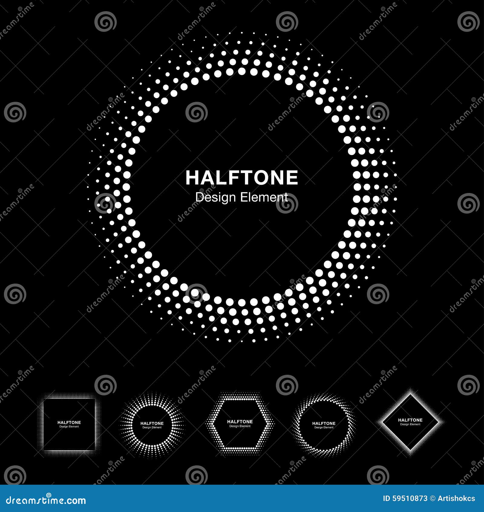 Set of White Abstract Halftone Shapes Stock Vector - Illustration of ...