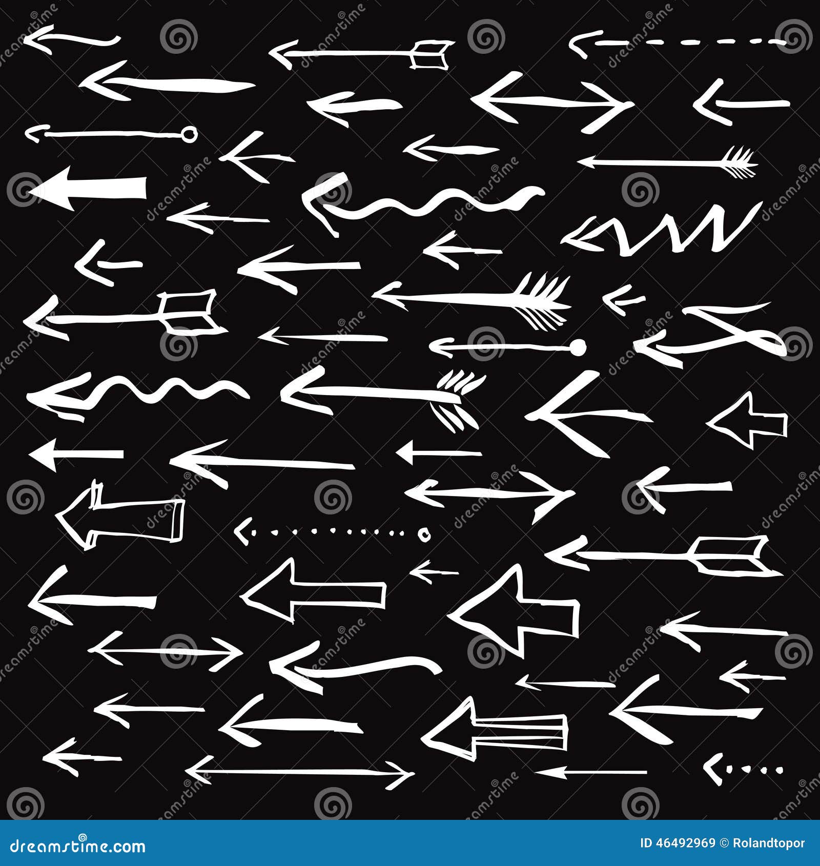 Set of white arrows stock illustration. Illustration of pencil - 46492969