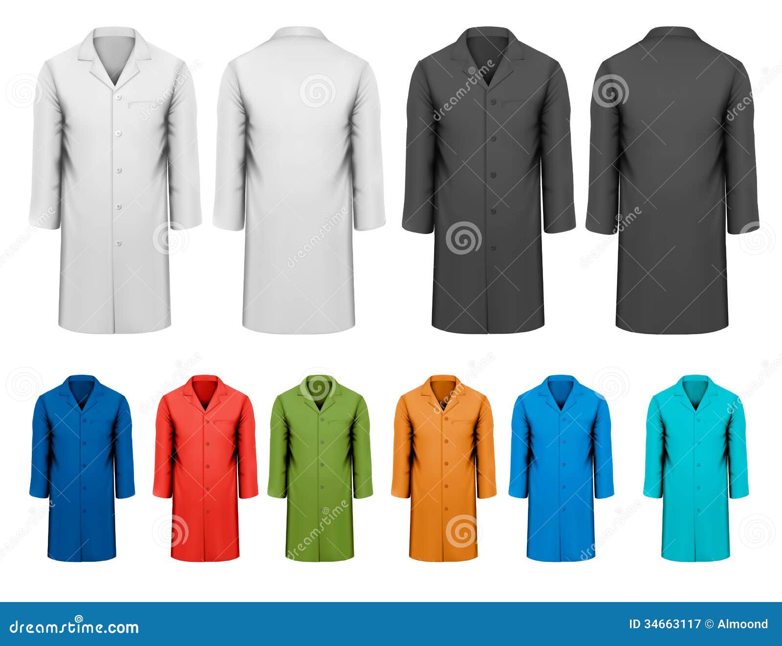 Set of White and Black and Colorful Work Clothes. Stock Vector ...