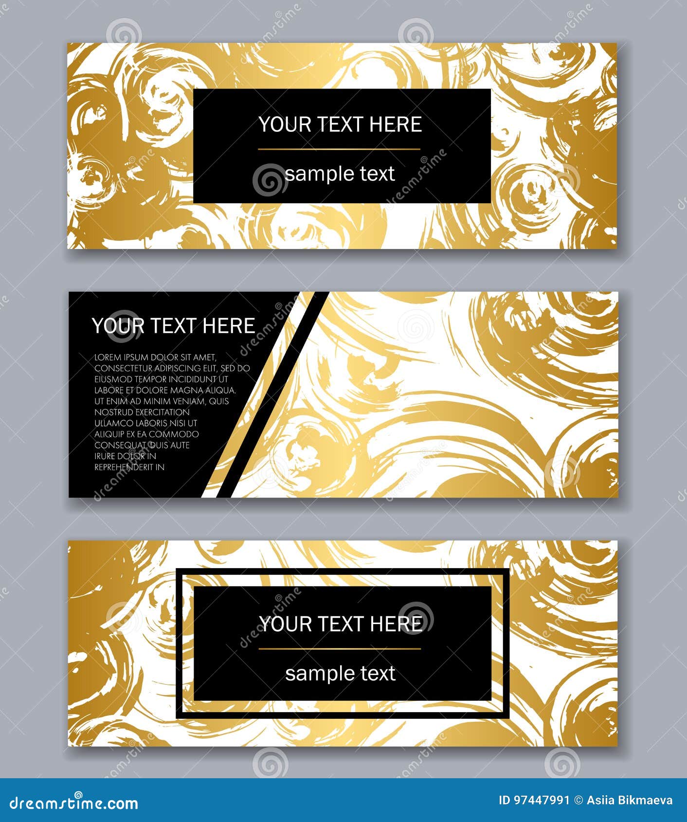 Set of White, Black and Gold Banners Templates. Modern Abstract Stock ...