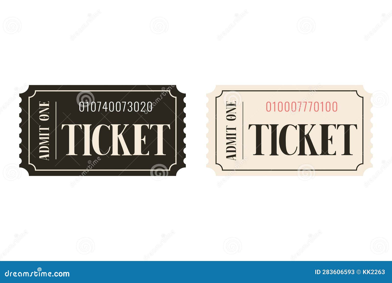 Set of White and Black Tickets Stock Vector - Illustration of classic ...