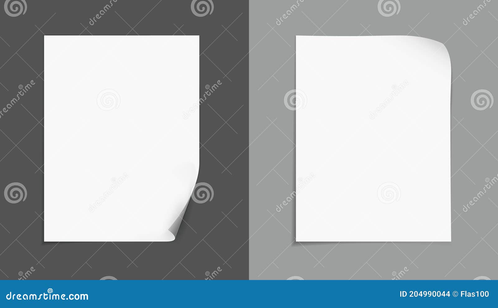 Set of White Blank Note, Notebook Paper with Folded Corners are on Dark ...