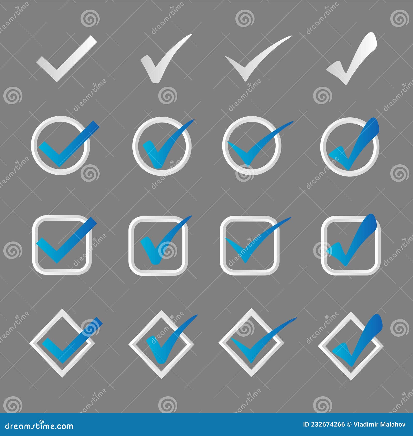 Blue Checkmarks Set On Transparent Background. Blue Ticks. Profile ...