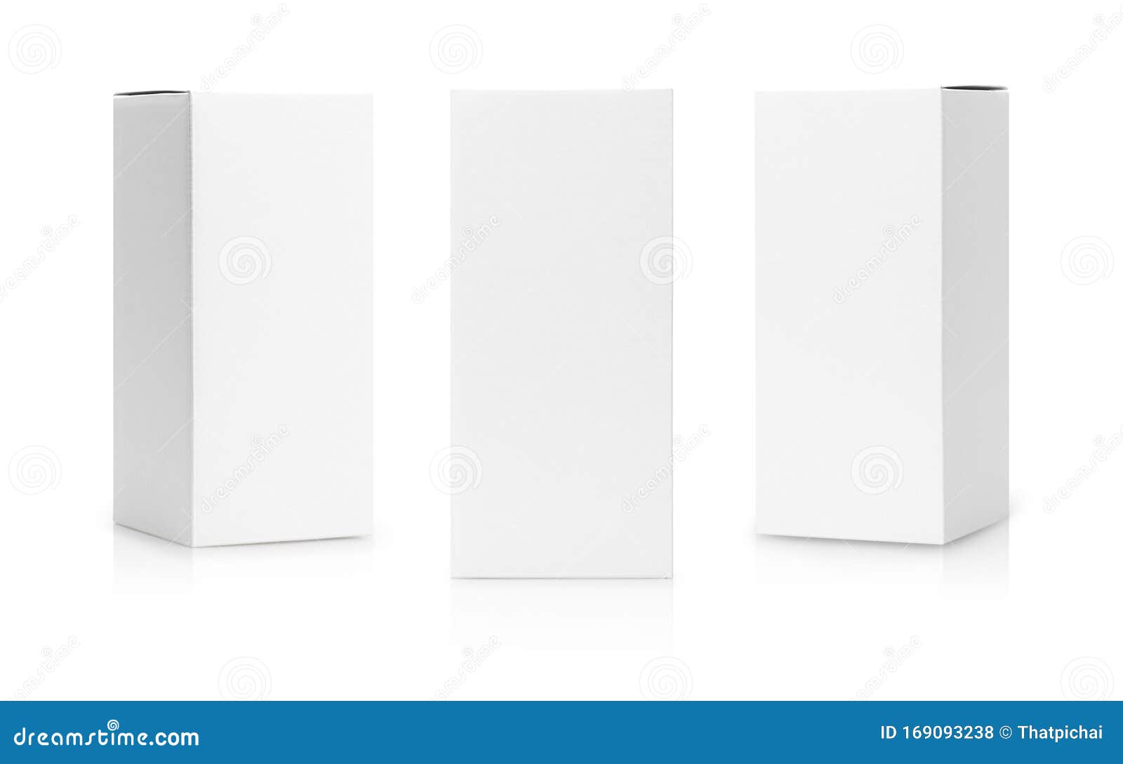 Set of White Box Tall Shape Product Packaging in Side View and Front ...
