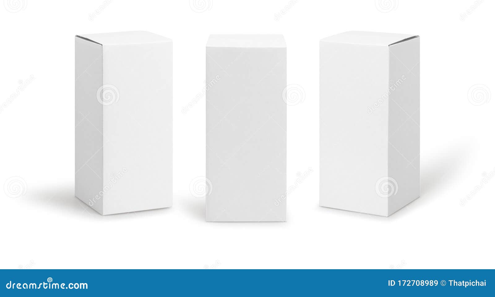 Set of White Box Tall Shape Product Packaging in Side View and Front ...