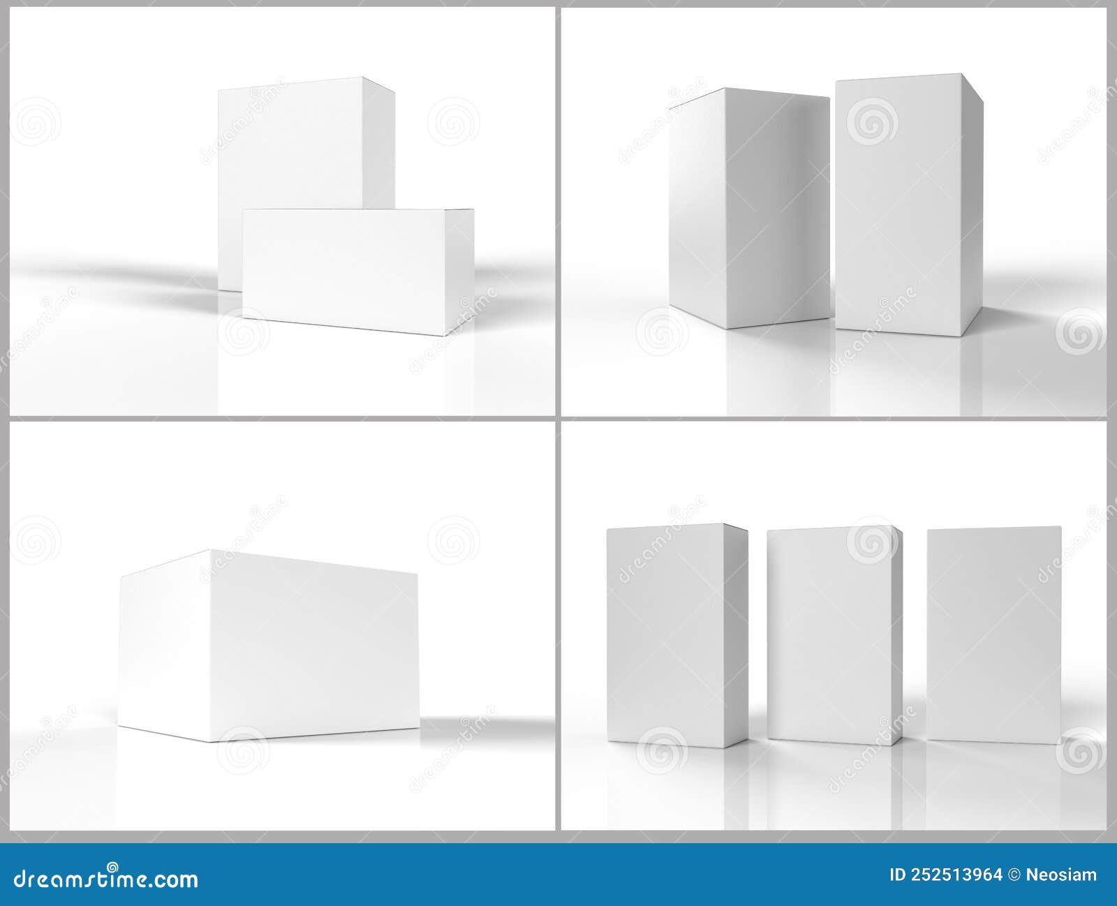 Set of White Box Tall Shape Product Packaging in Side View and Front ...