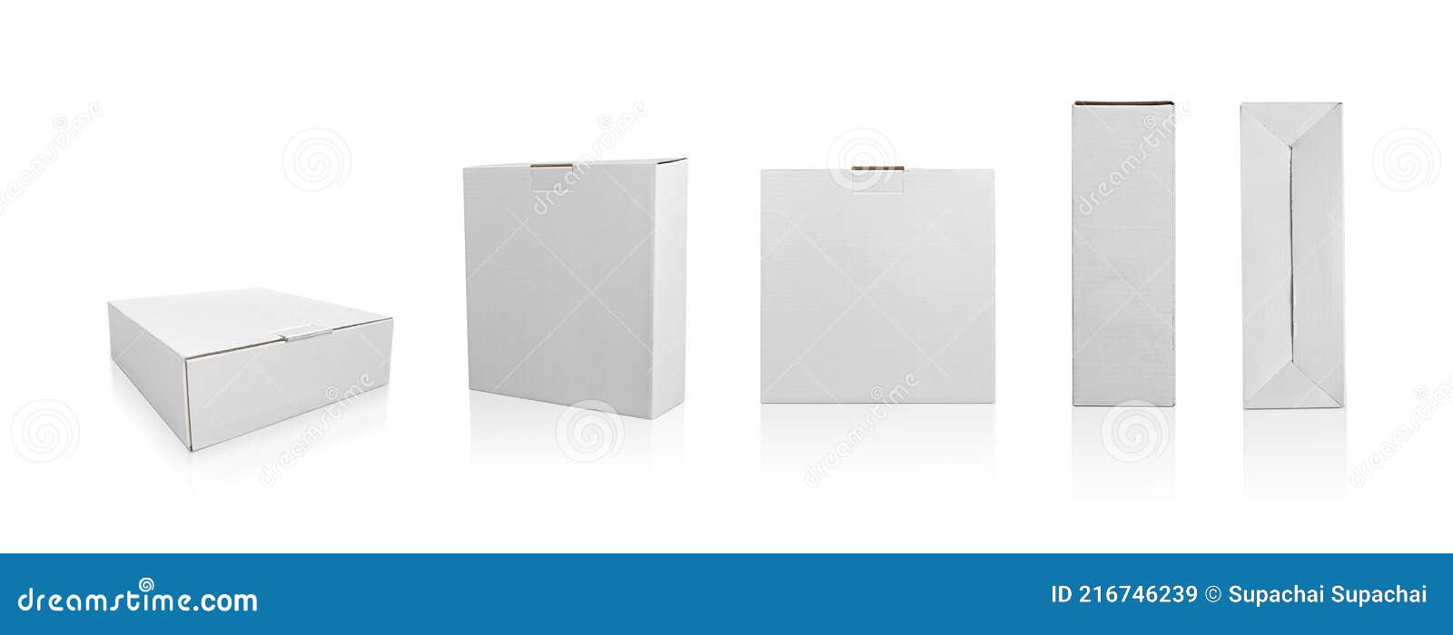 Set of White Box Tall Shape Product Packaging in Side View and Front ...