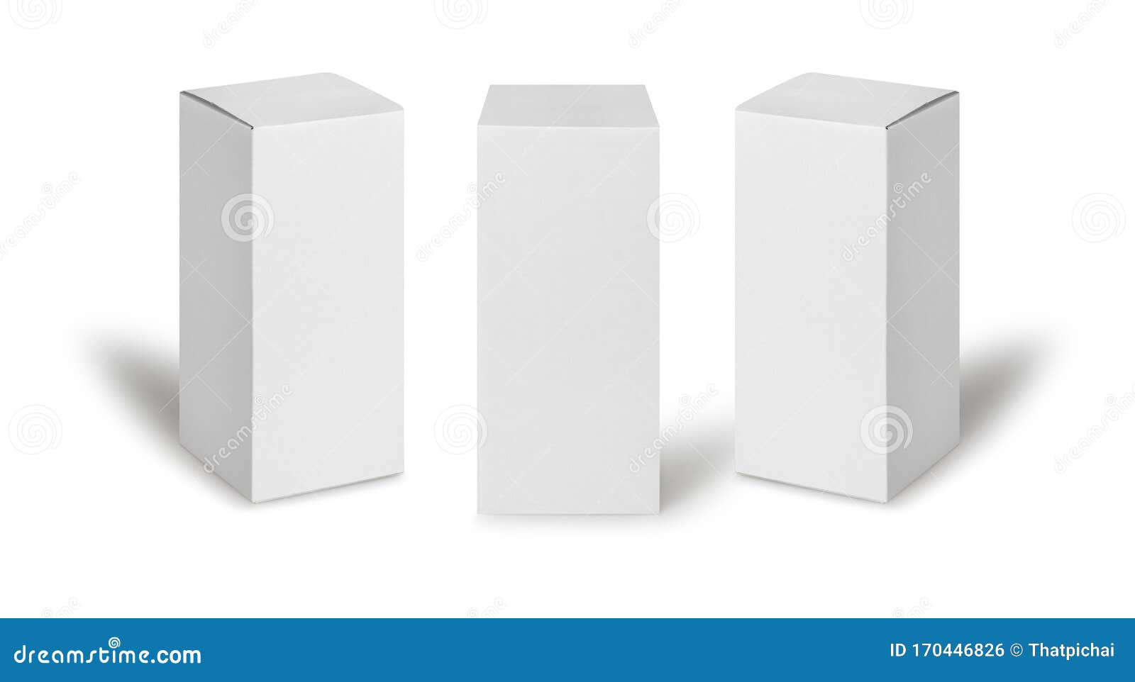 Set of White Box Tall Shape Product Packaging in Side View and Front ...