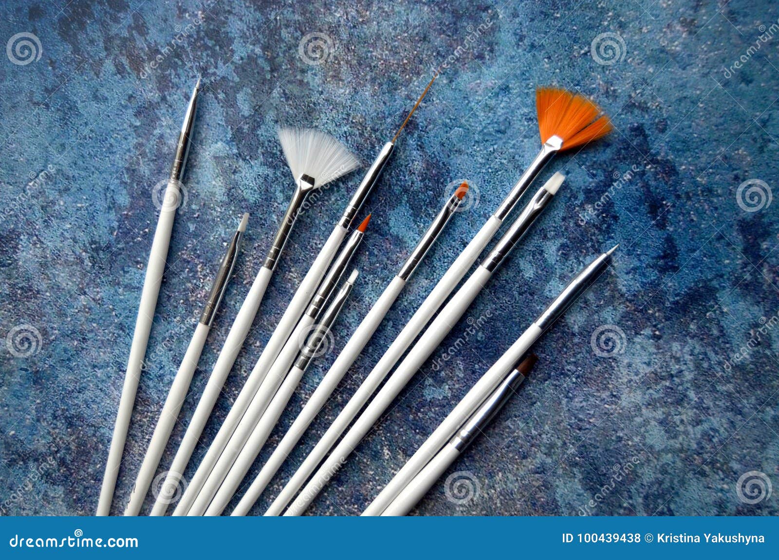 A set of white brushes stock photo. Image of makeup - 100439438