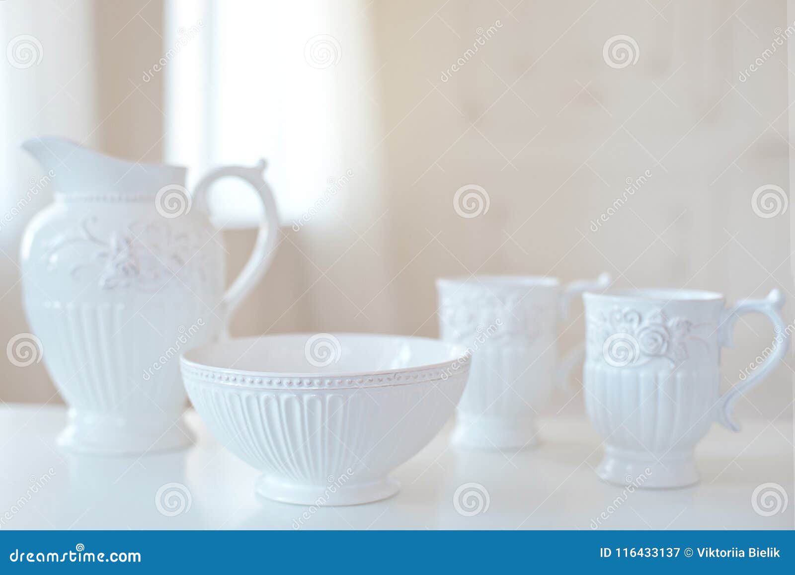 Set of White Ceramic Kitchen Utensils Stock Image - Image of bowl ...