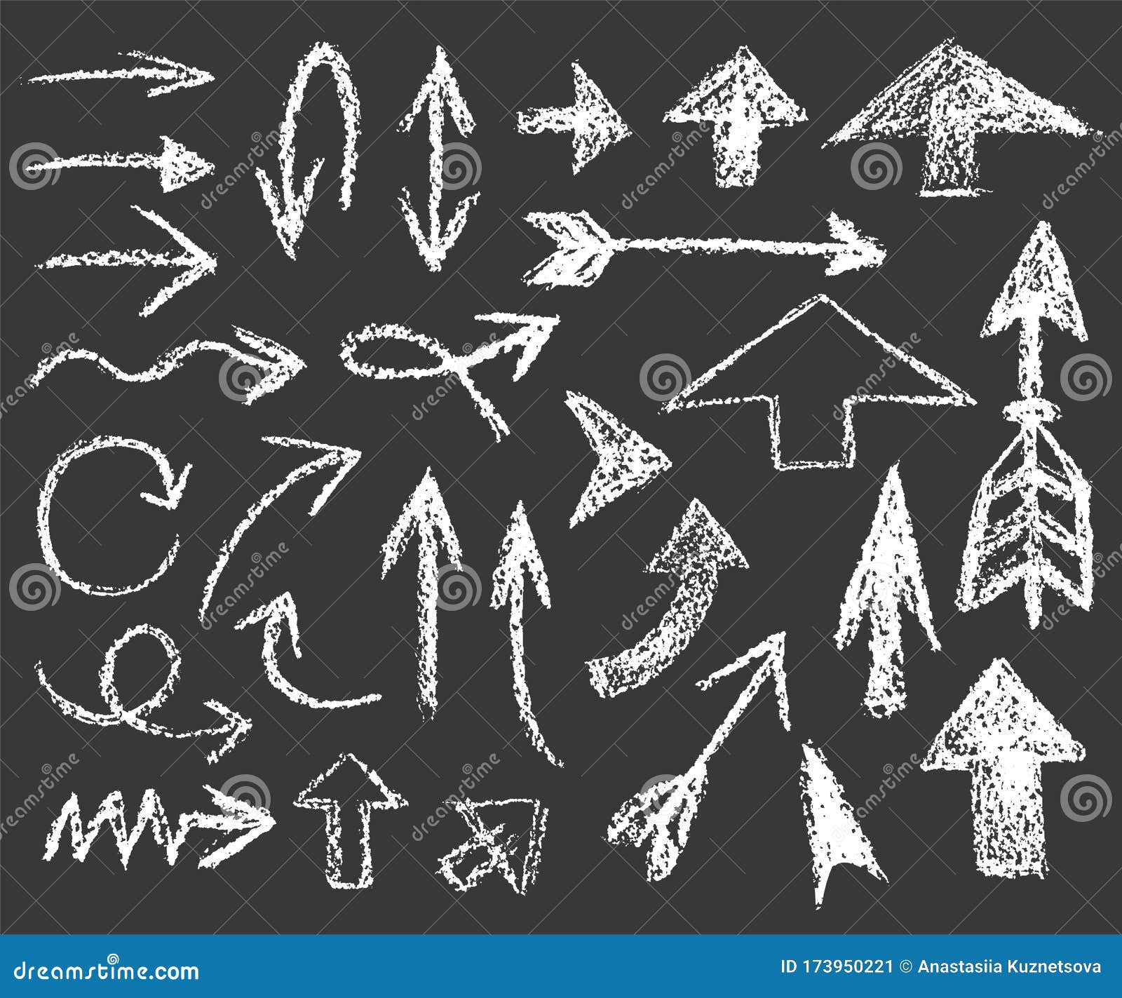 Set of White Chalk Arrows of Different Shapes Stock Vector ...