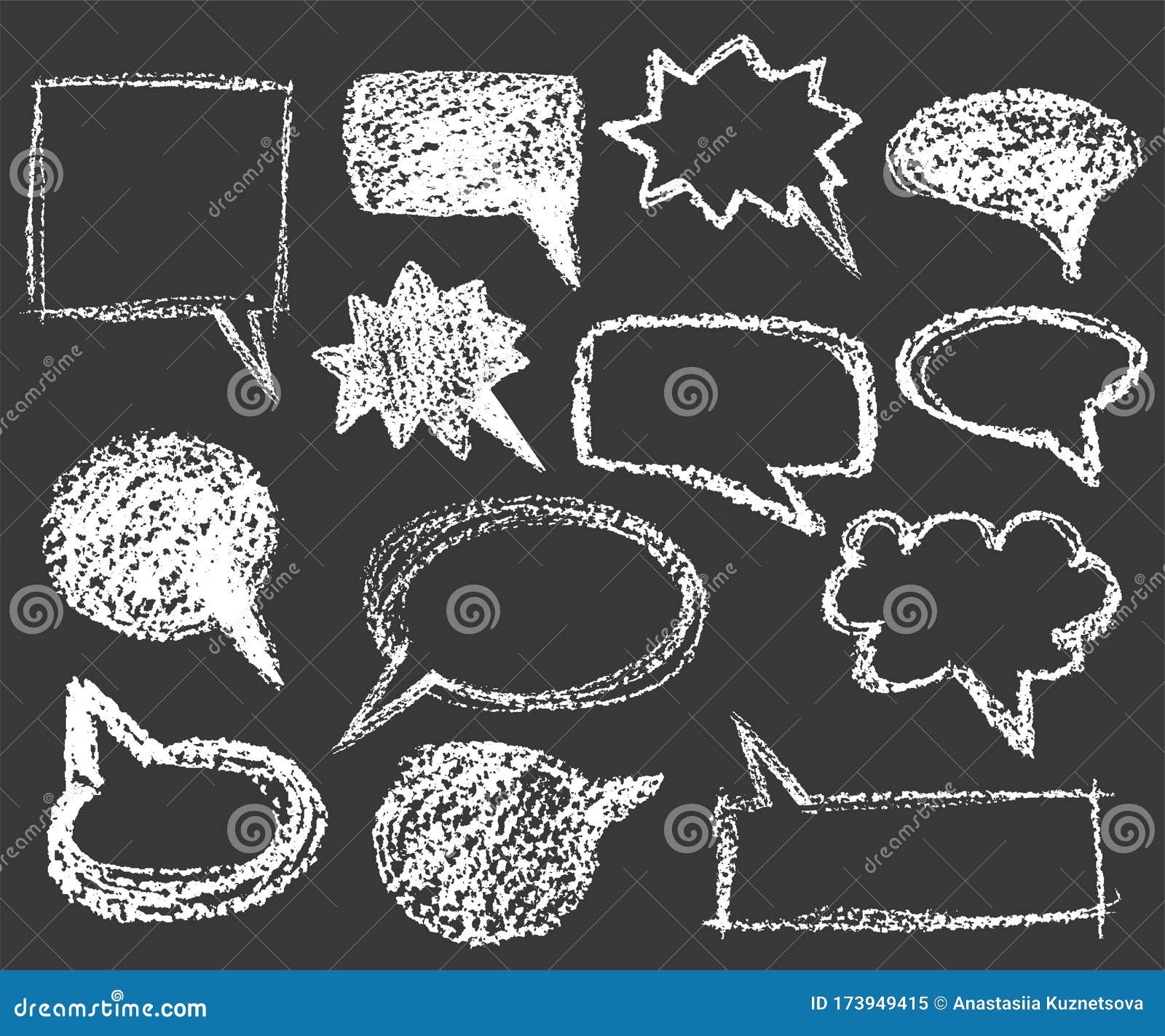 Set of White Chalk Cartoon Bubble Speech Elements Stock Vector ...