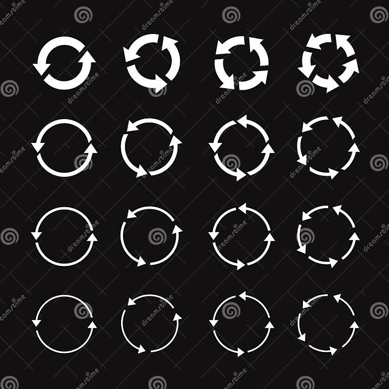 Set of white circle arrows stock illustration. Illustration of leading ...