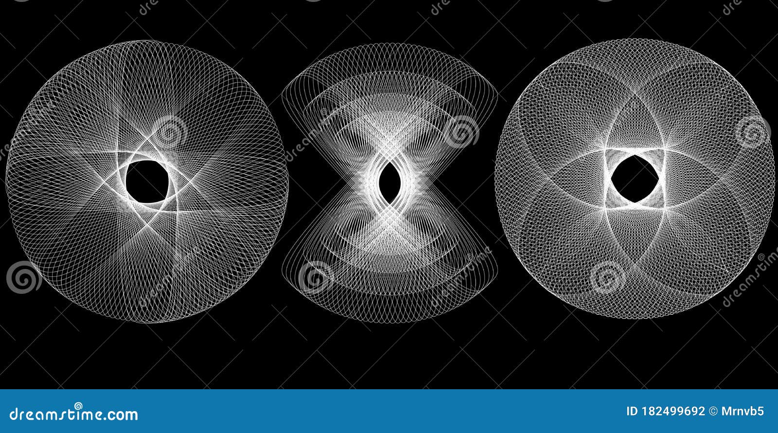 Set of White Circular Patterns. Geometric Pattern with Visual ...