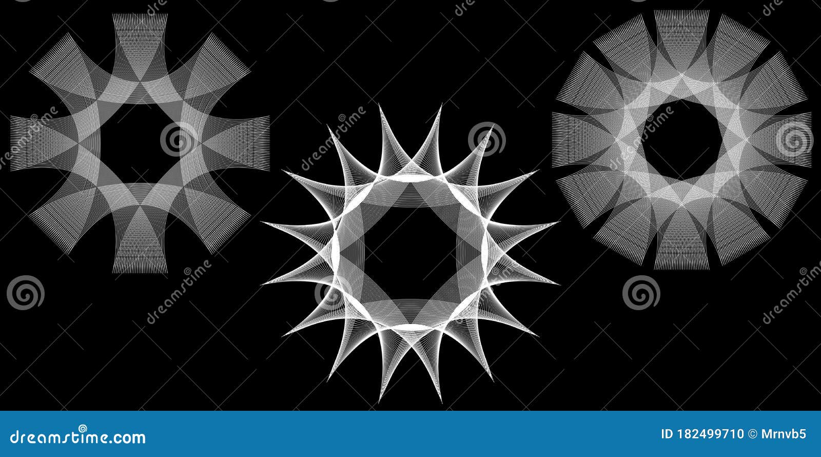 Set of White Circular Patterns. Geometric Pattern with Visual ...