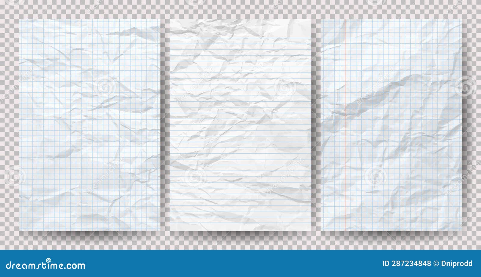 Set of White Clean Crumpled Papers Stock Illustration - Illustration of ...