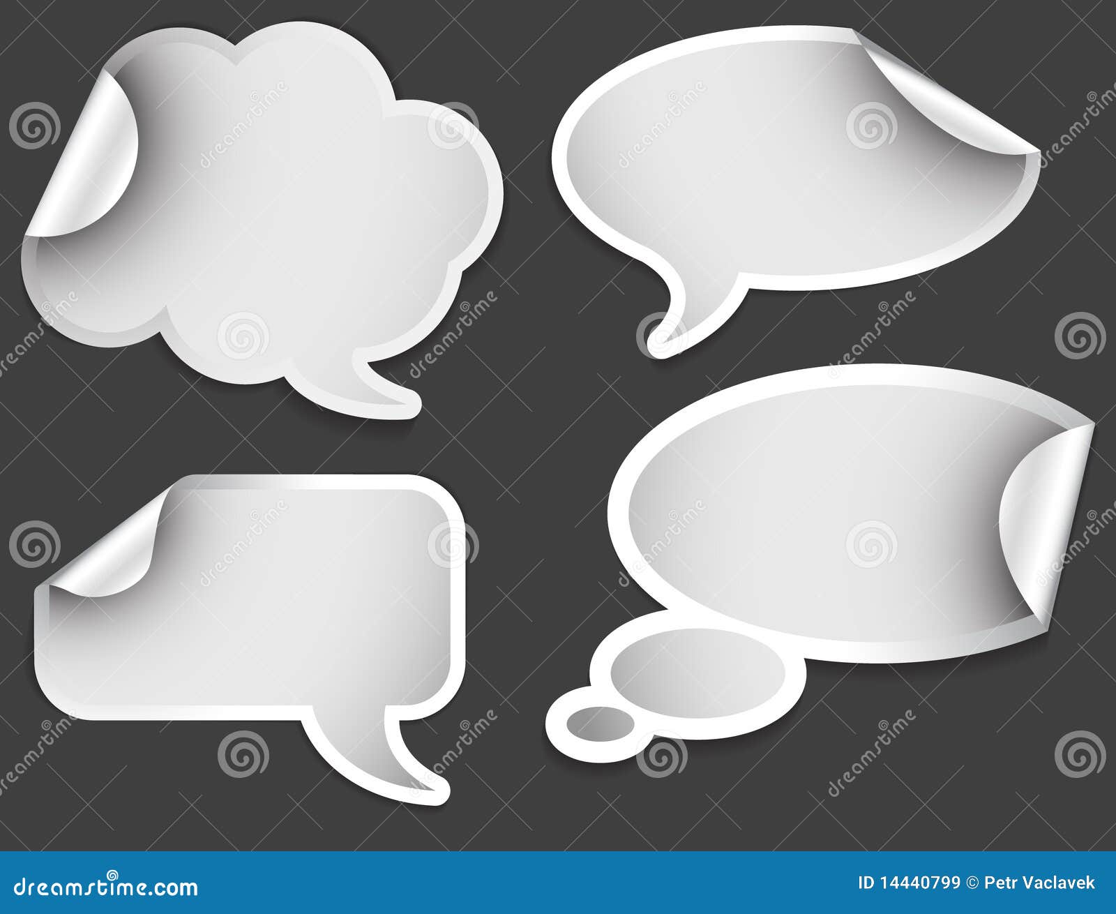 Set of White Comic Clouds and Bubbles As Stickers Stock Illustration ...